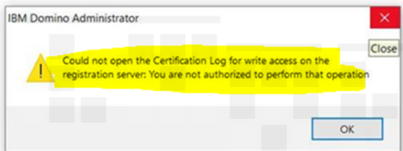 Could not open the certificate log for write access on the registration server. Server error ...