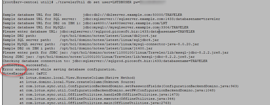 Error lors Configuring HCL Traveler for enterprise database SQL Server on Linux - Domino Forum ...